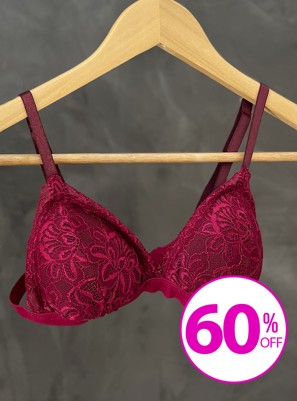 Brasiere Rosa 945 de Encaje Vino Copas Removibles – benditta.cl